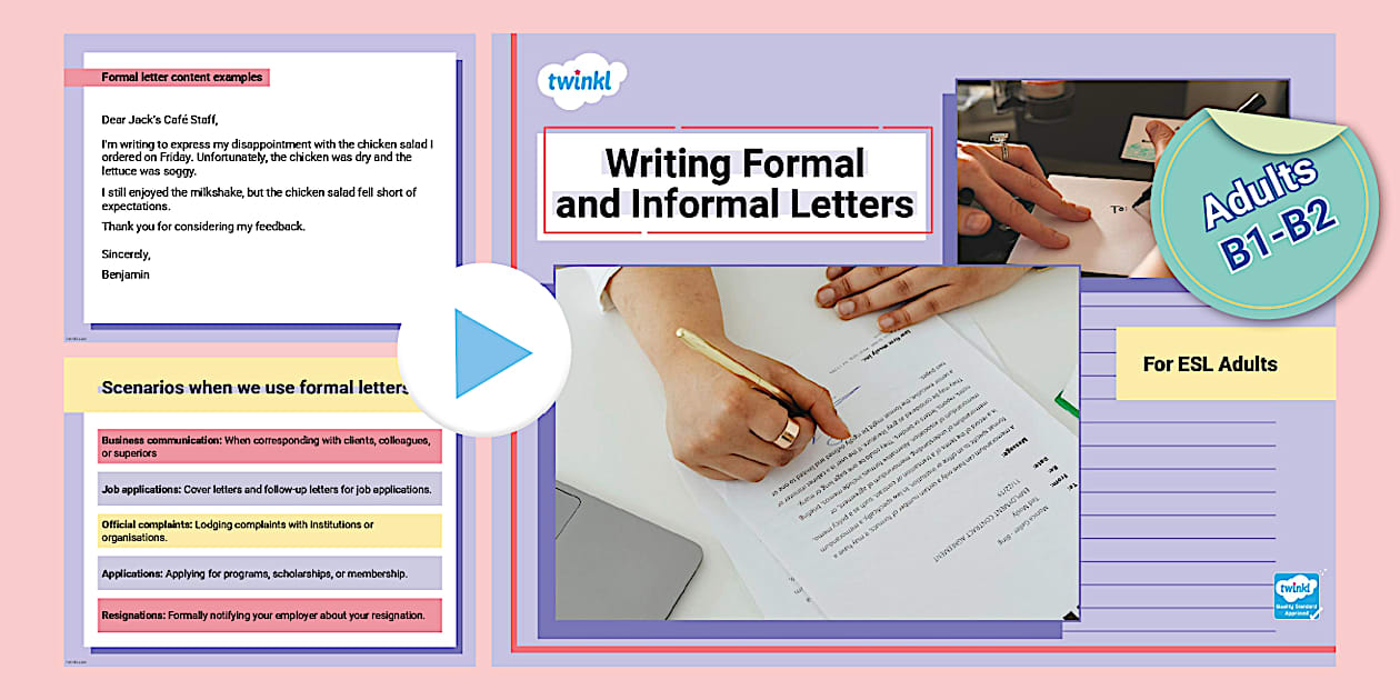 ESL Writing Formal and Informal Letters [Adults, B1-B2]