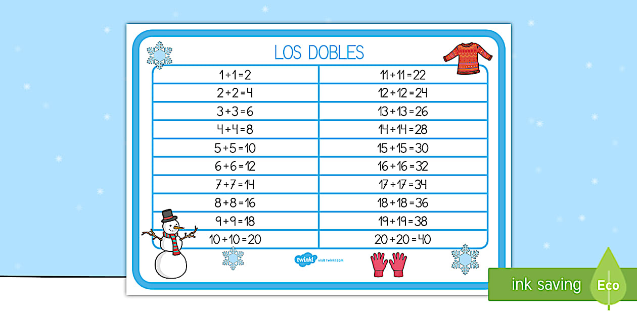 Póster DIN A4: los dobles - El invierno (Teacher-Made)