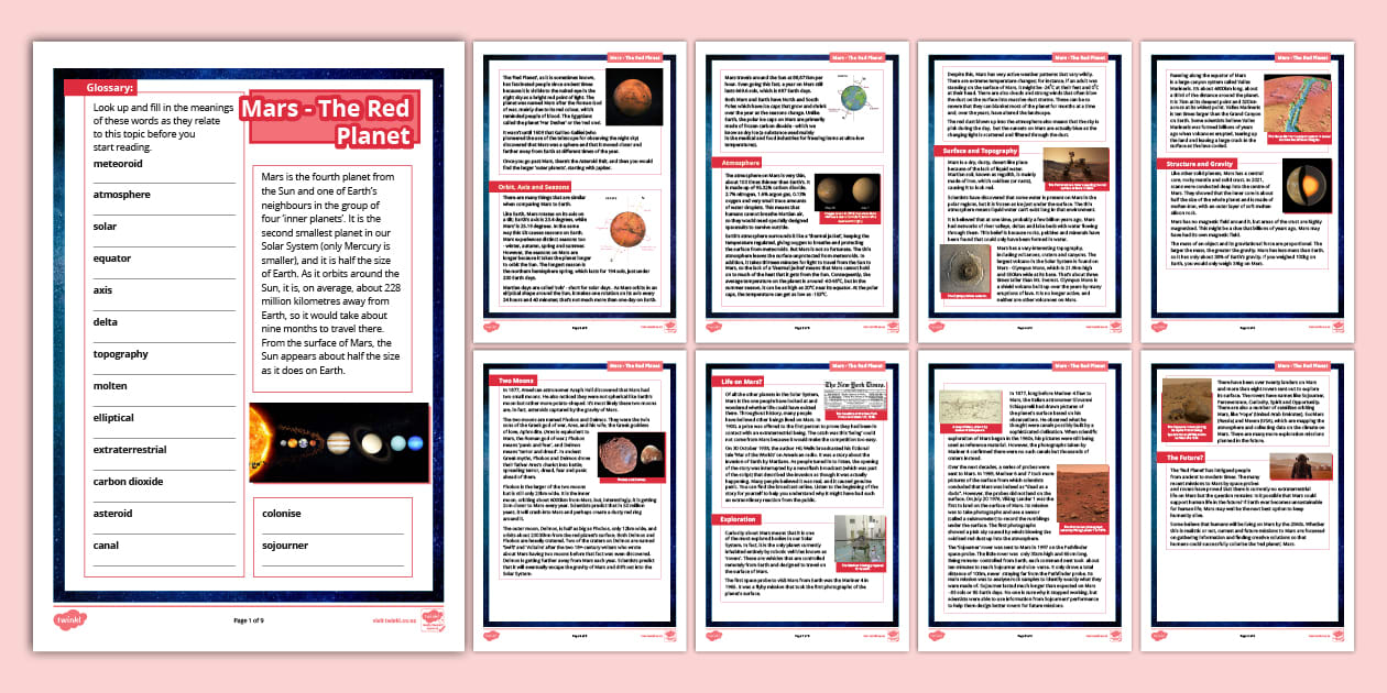 Mars - The Red Planet Reading Comprehension (Phase 3)