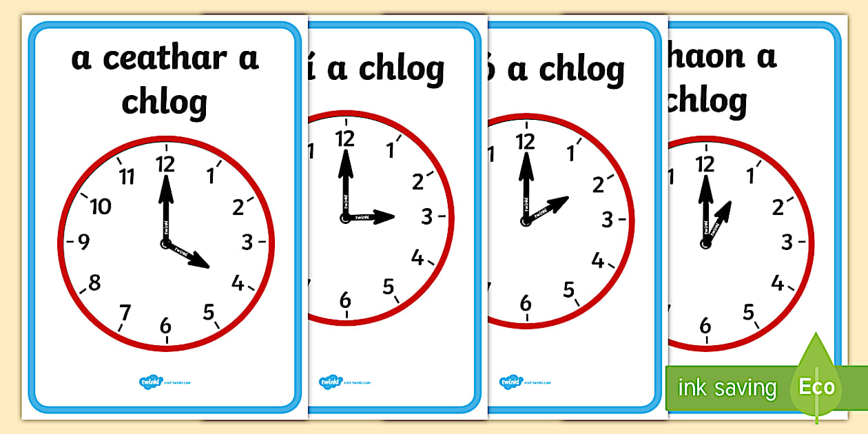 Analogue Clocks, Hourly O'Clock Display Posters - Twinkl