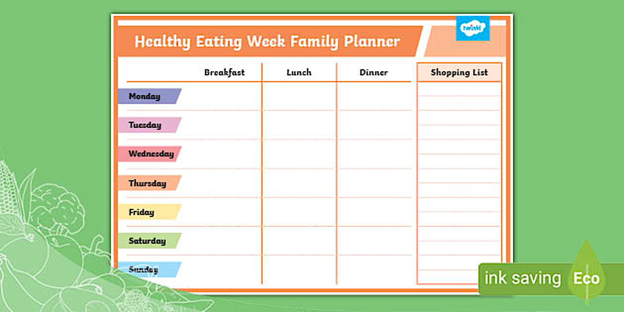 Healthy Meal Planner For Families | Twinkl (teacher made)