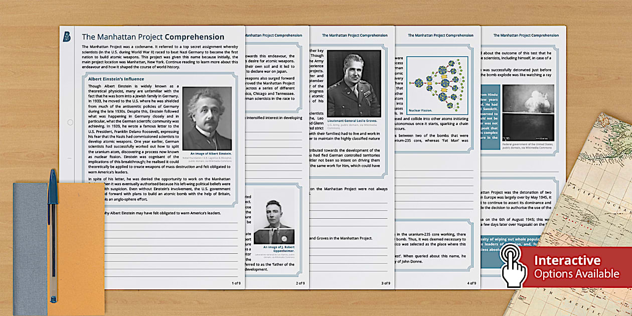 The Manhattan Project Comprehension (teacher made) - Twinkl
