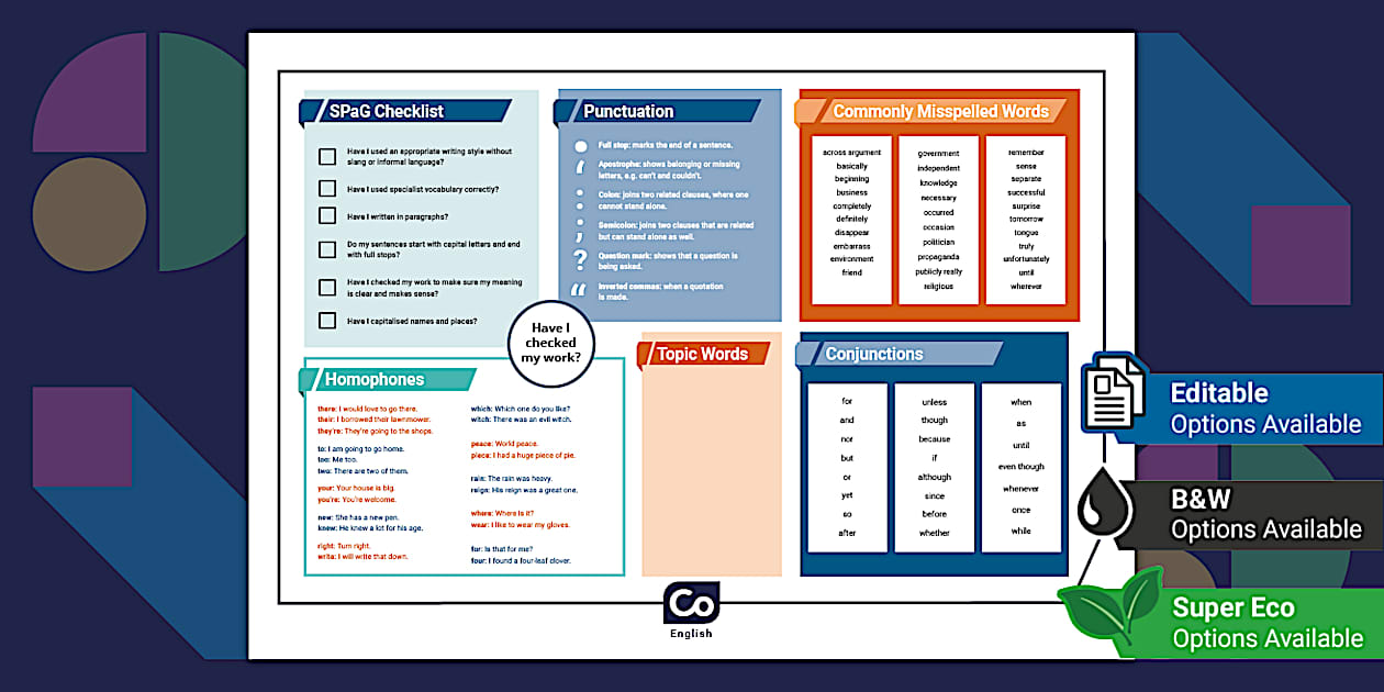 SPaG Reference Mat (teacher made) - Twinkl