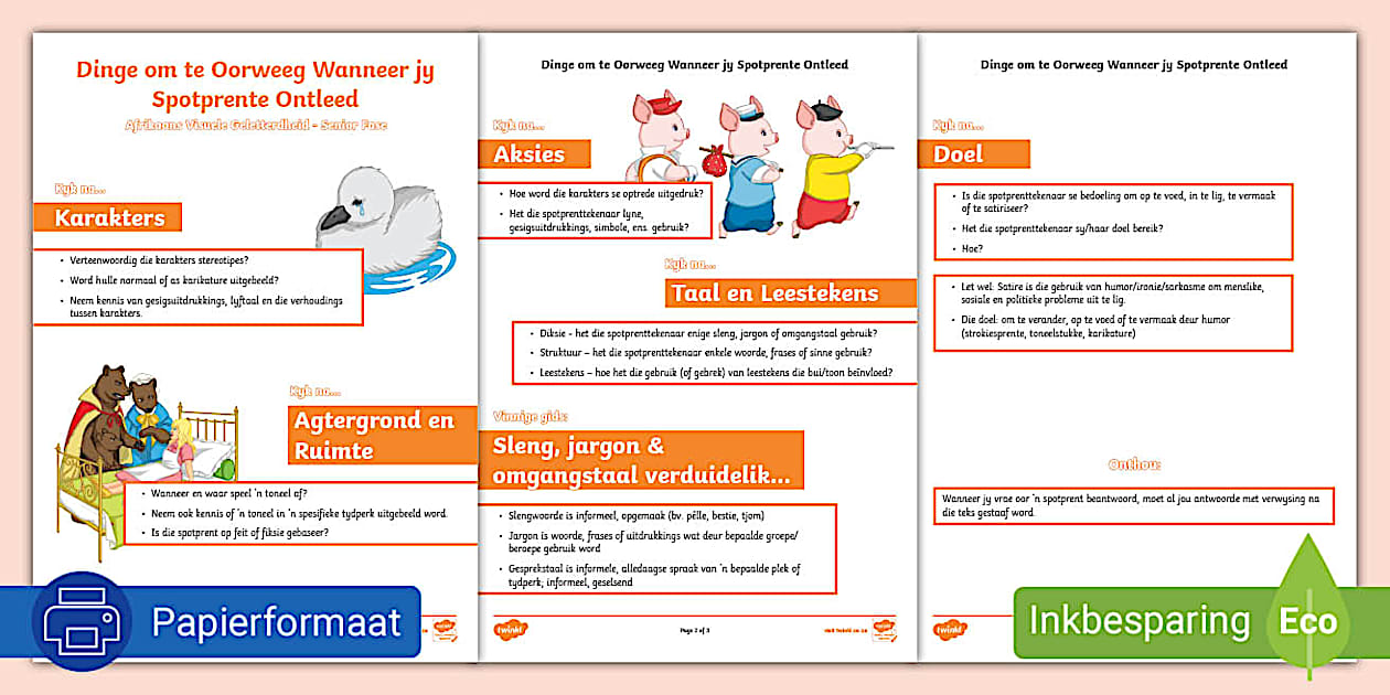 Dinge om te Oorweeg Wanneer jy Spotprente Ontleed - Twinkl