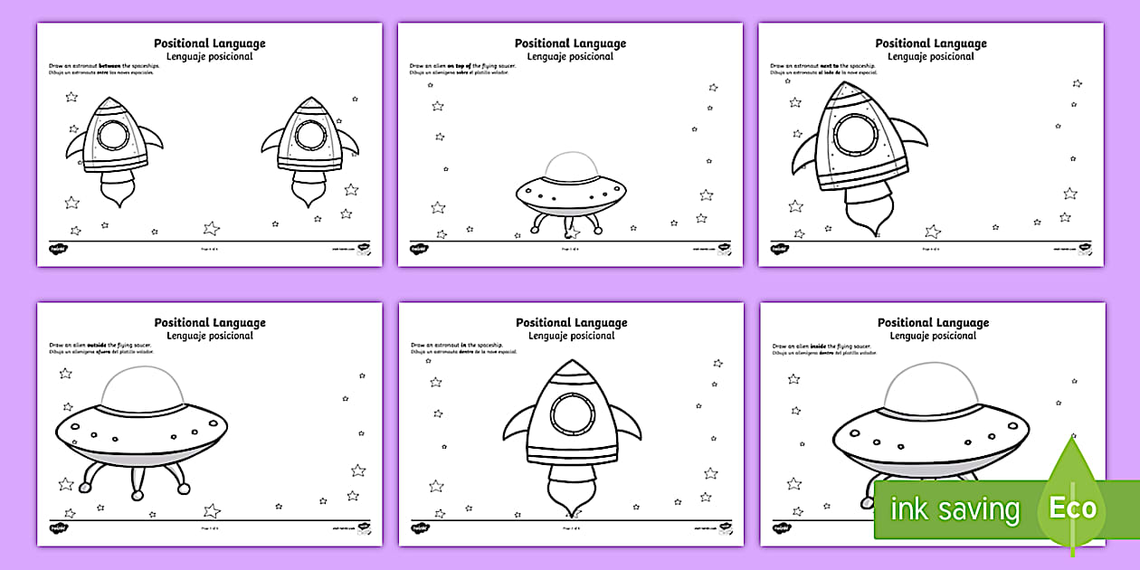 Alien Positional Language Worksheet / Worksheets - English / Spanish
