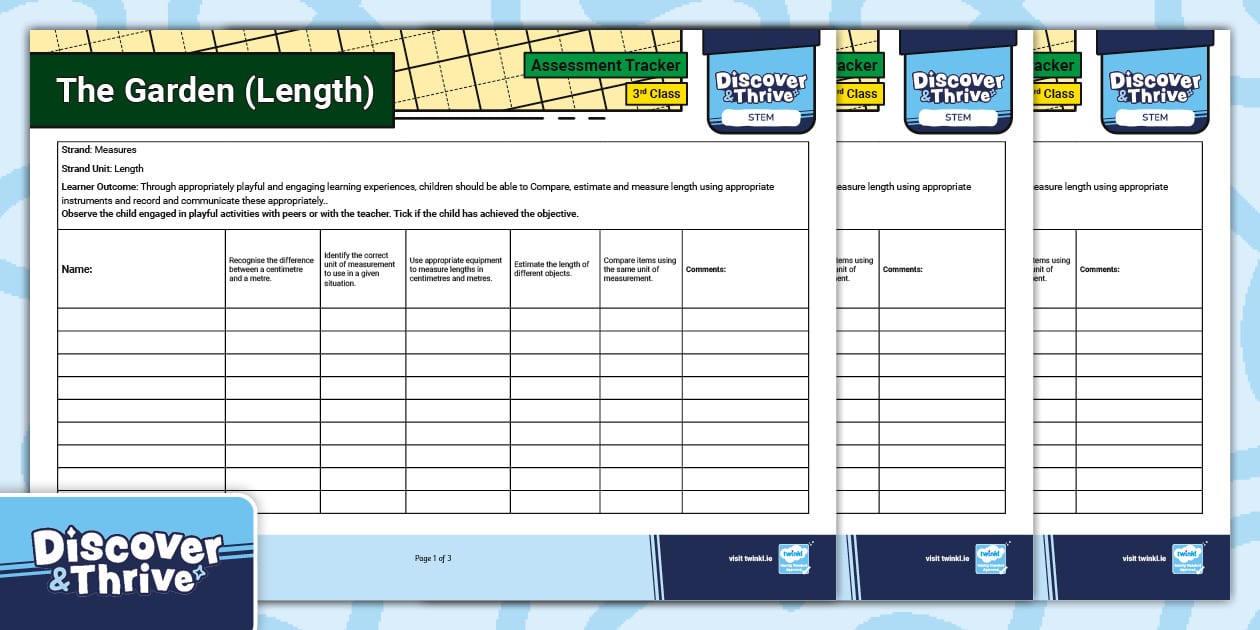The Garden (Length) Assessment Tracker (teacher made)