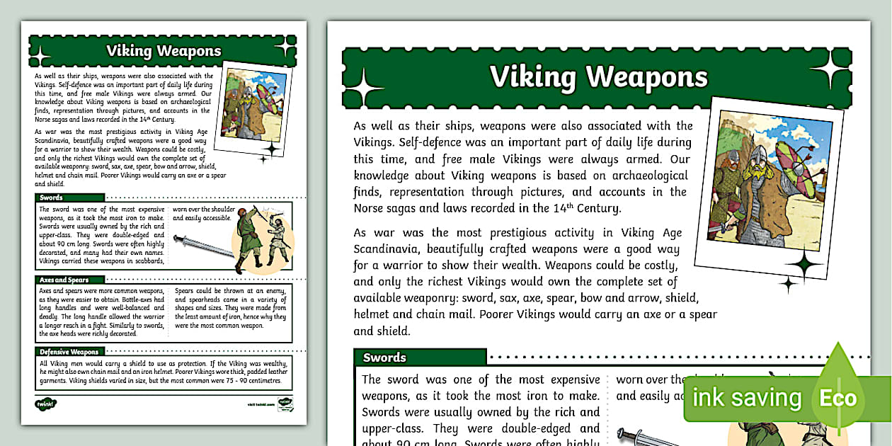 Viking Weapons Facts - Primary Resources - Twinkl