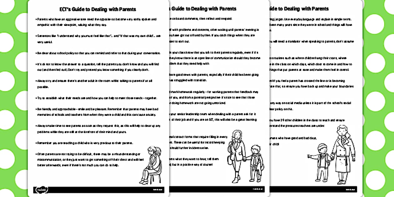 ECT Guide for Dealing with Parents (teacher made) - Twinkl