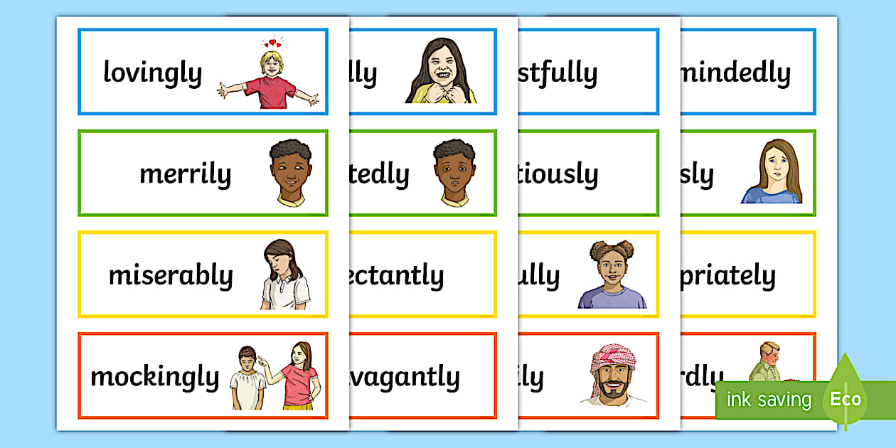 Editable KS2 Adverbs Flashcards - Twinkl
