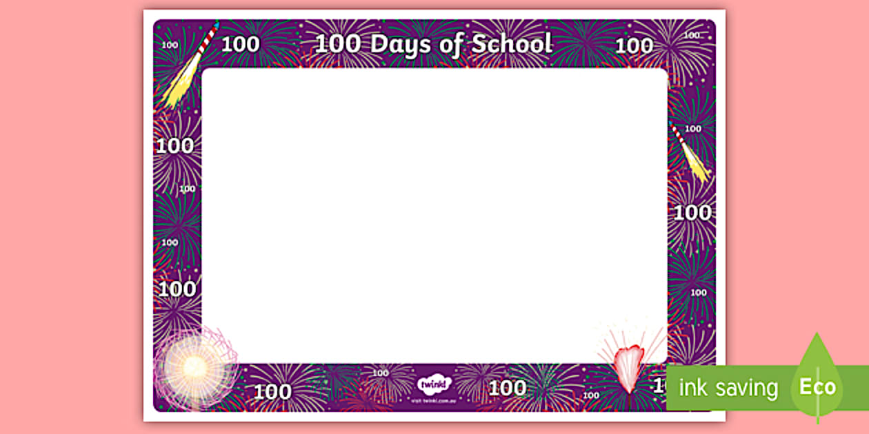 TAS 100 Days of School Photo Frame Worksheet (teacher made)