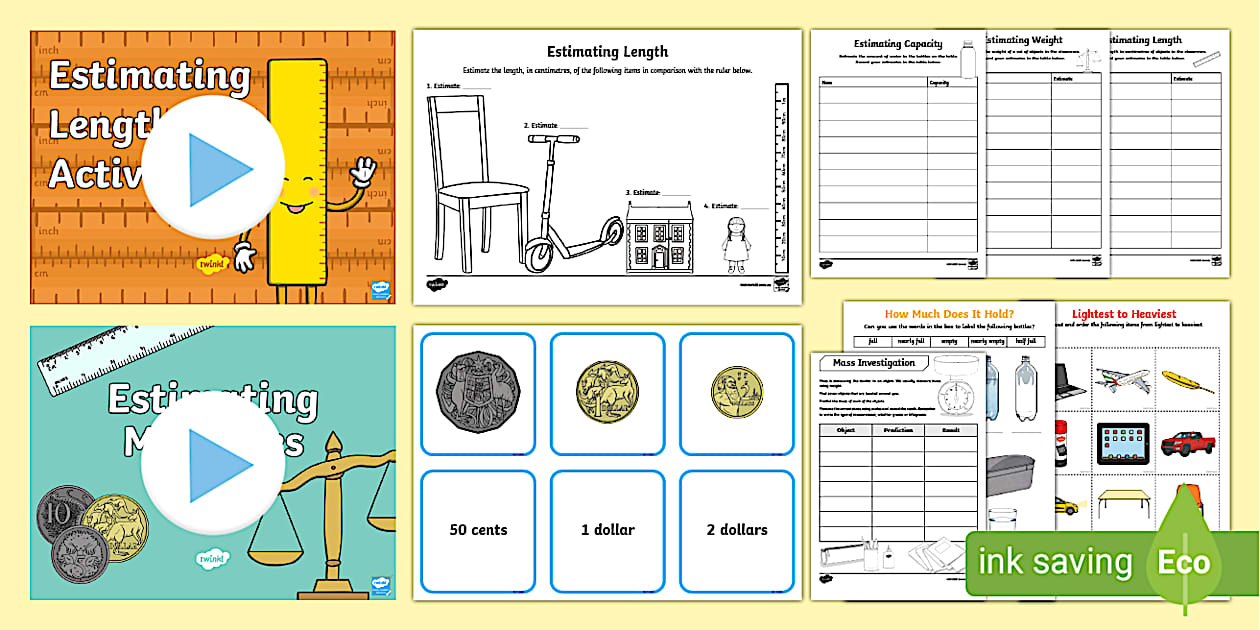 VIC Year 2 Maths Estimating Measures Lesson Pack - Twinkl