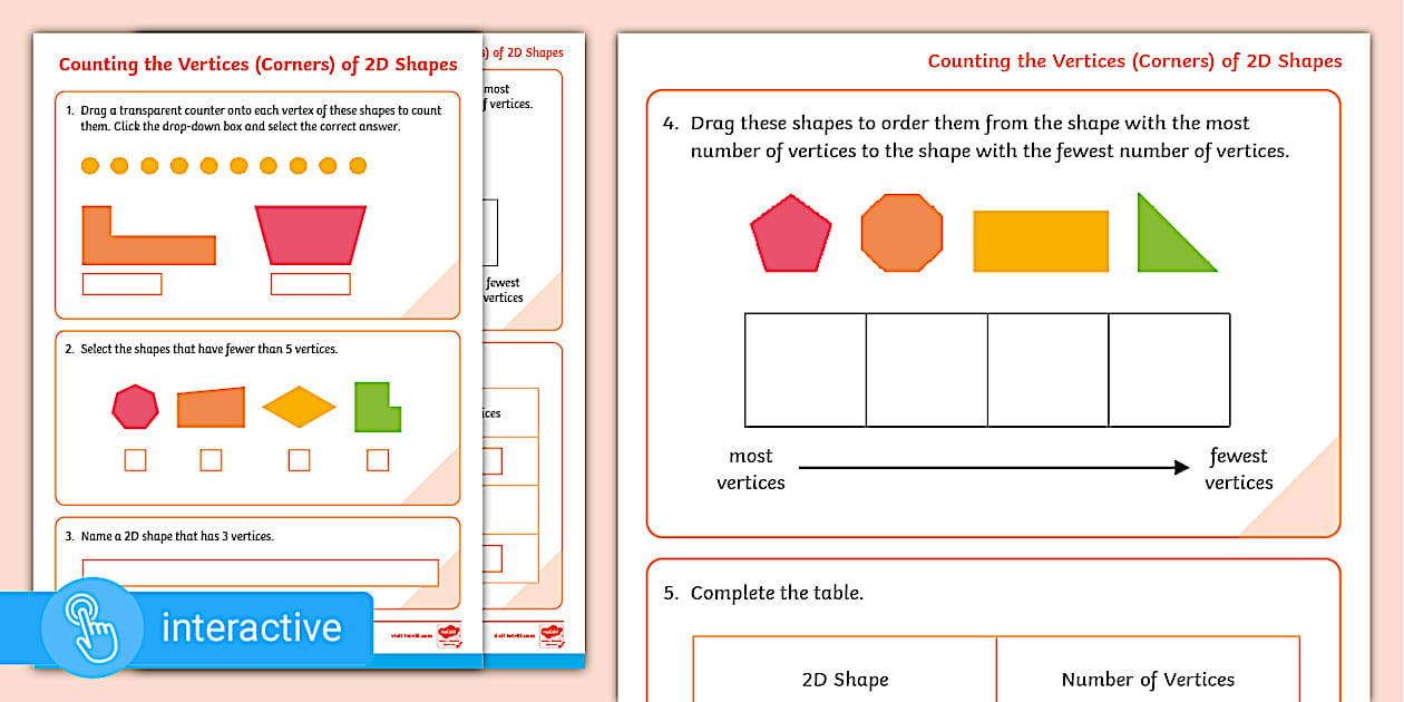 👉 Supports White Rose Y2 Counting 2D Shapes Corners (Vertices)