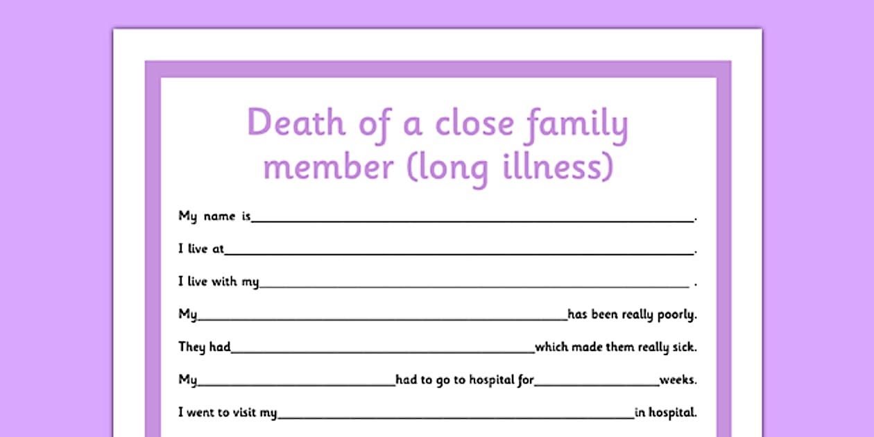 Social Situation Sheet Death of a Close Family Member Long Illness