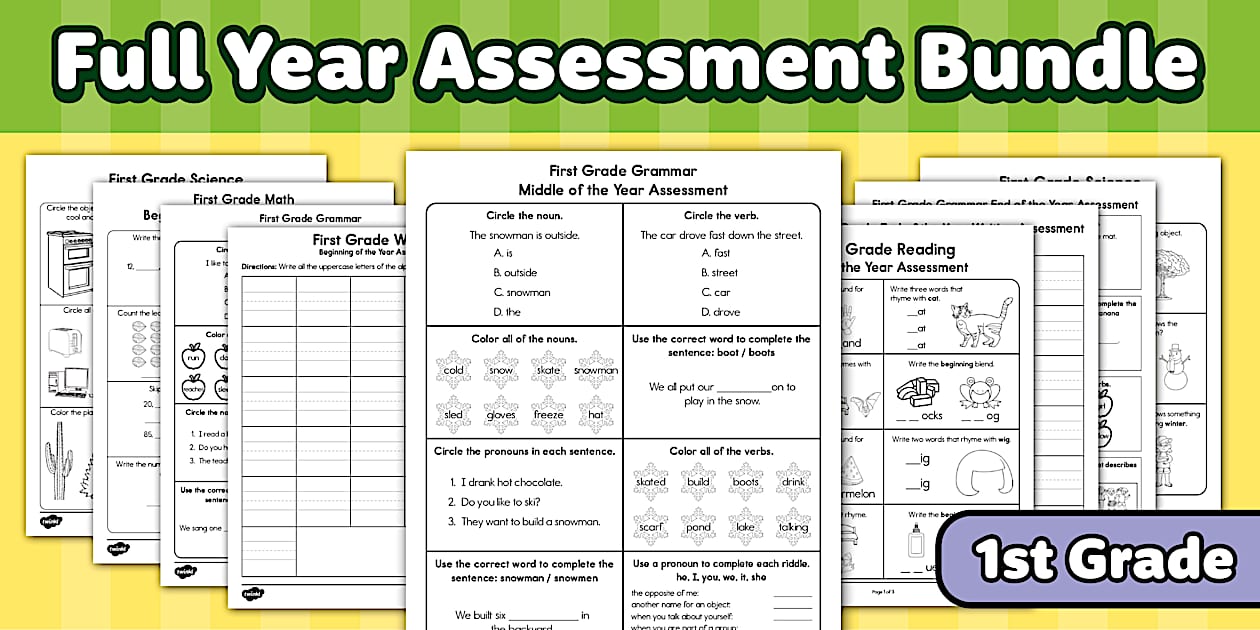 First Grade Full Year Assessment Pack Bundle