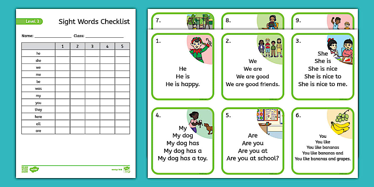 Phonics Sight Word Sentence Tree Cards- Level 3 - Twinkl