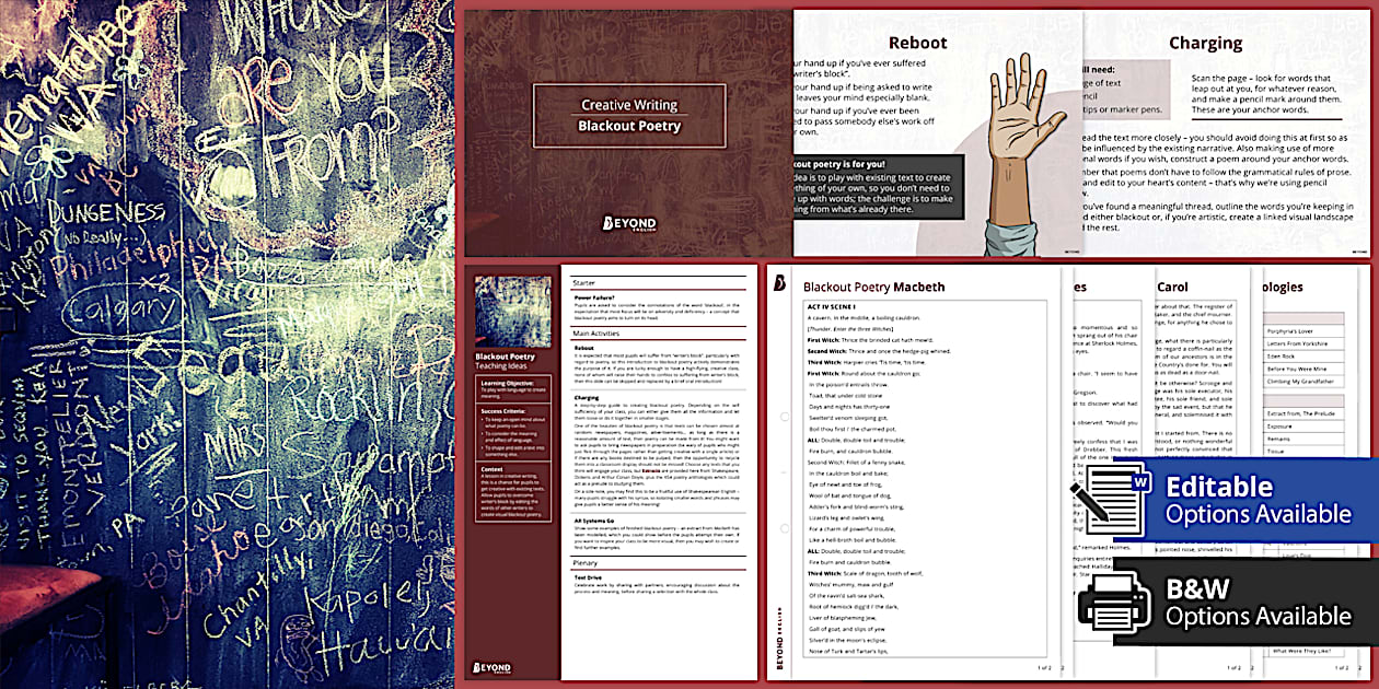 GCSE Blackout Poetry Lesson Pack (teacher made) - Twinkl