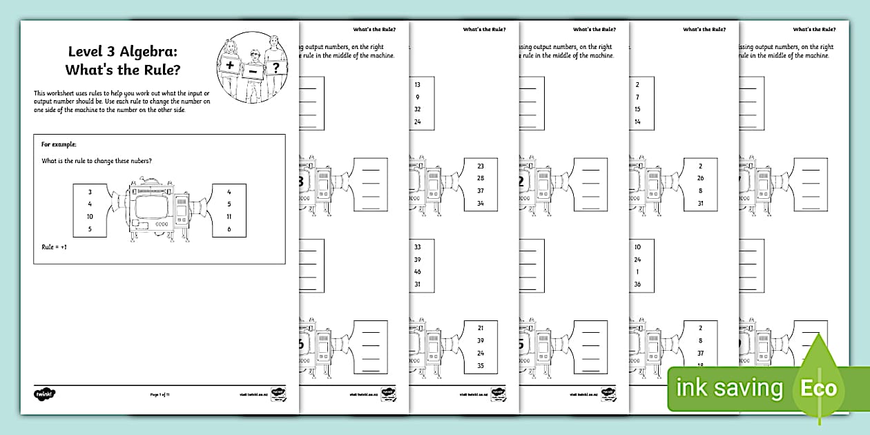 What's the Rule? Algebra Level 3 Worksheet (teacher made)