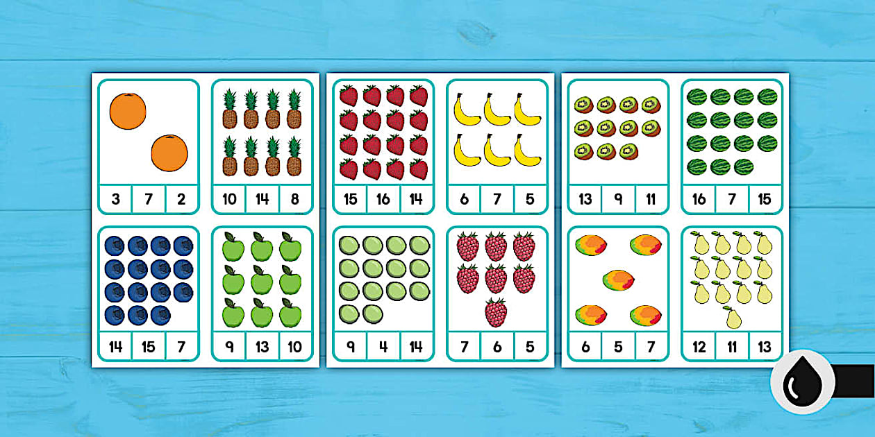 Fruit and Vegetables Counting to 20 Clip Cards - Twinkl