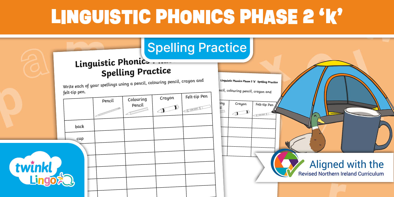 Linguistic Phonics Phase 2 ‘k’ - Spelling Practice