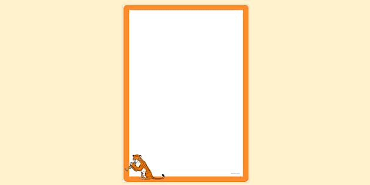 Simple Blank Tiger Playing the Trumpet Page Border | Twinkl