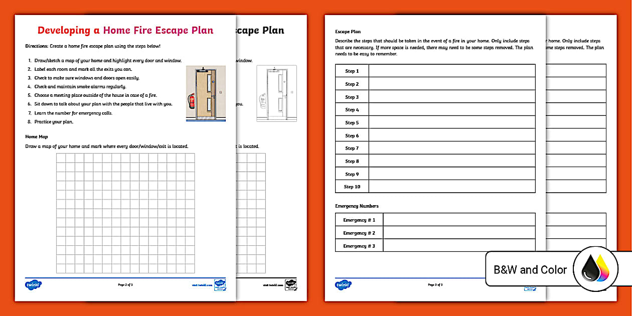 3rd Grade Printable Fire Escape Plan Worksheet | Twinkl USA