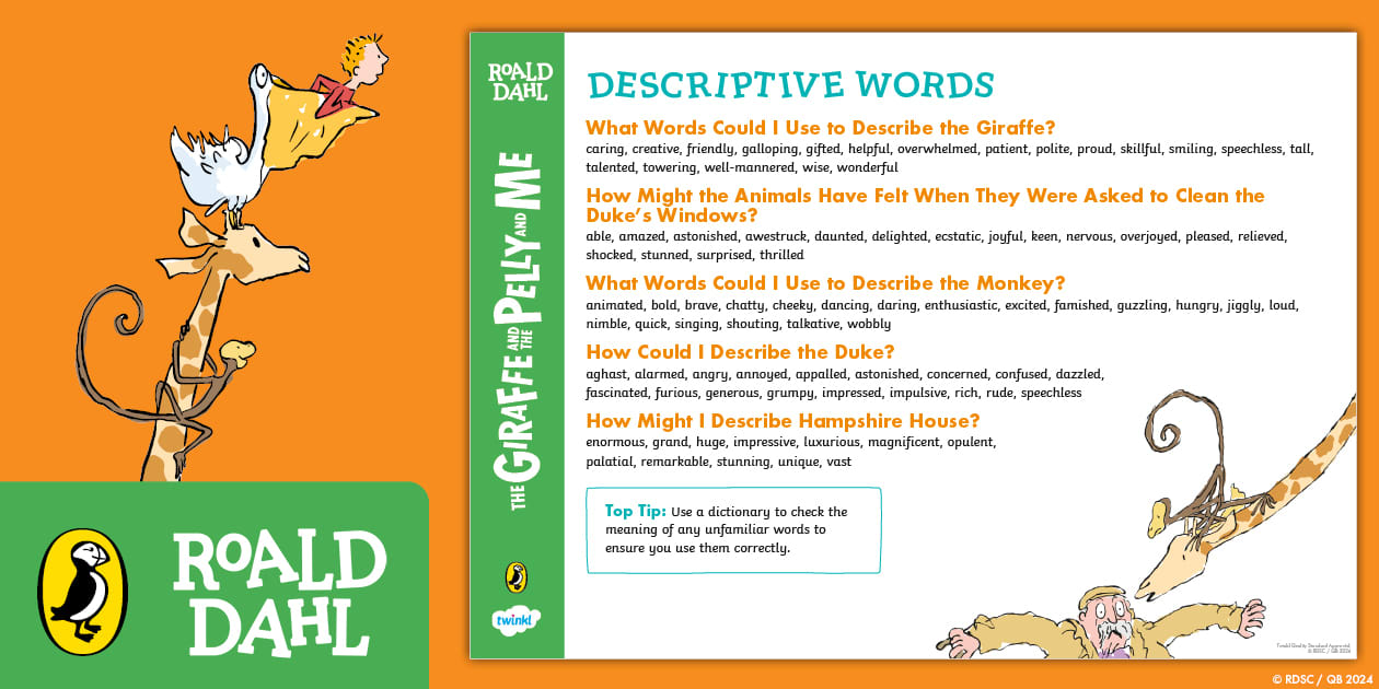 The Giraffe and the Pelly and Me: Descriptive Word Mat [Ages 7-9]