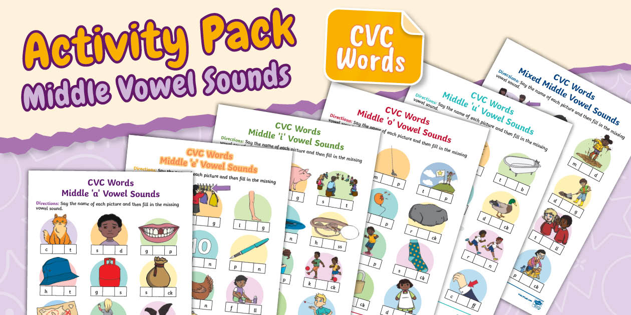 CVC Words Middle Vowel Sounds Activity Pack