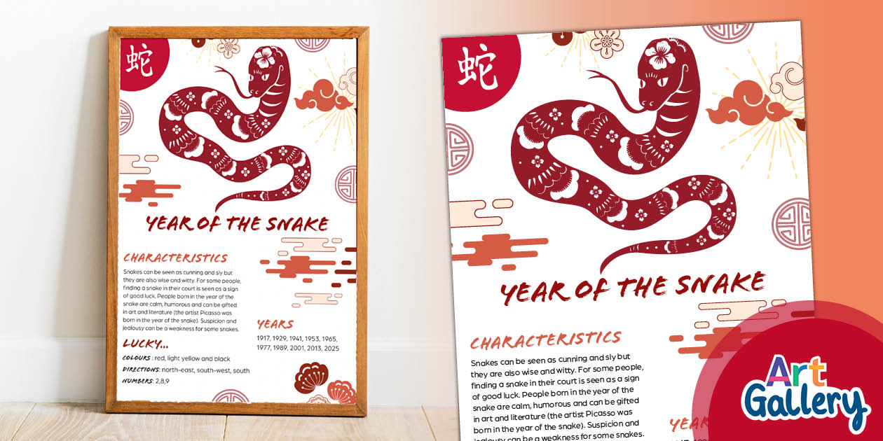 Year of the Snake Characteristics Lunar New Year Poster