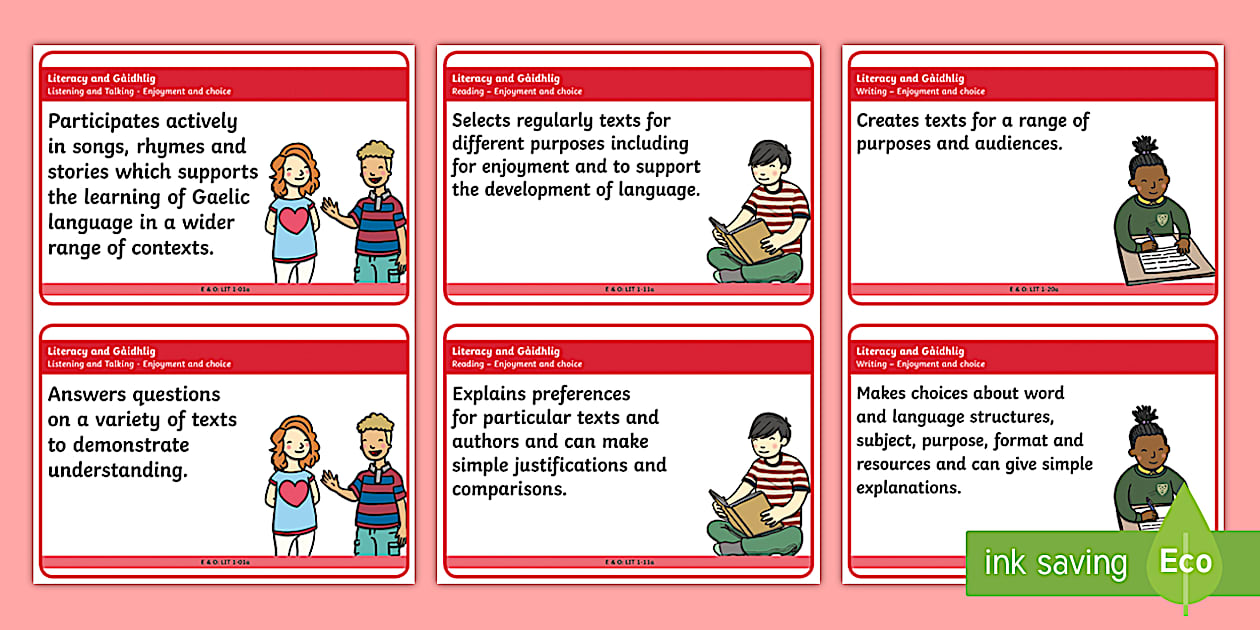 CfE Benchmarks First Level Literacy and Gaidhlig Display Cards