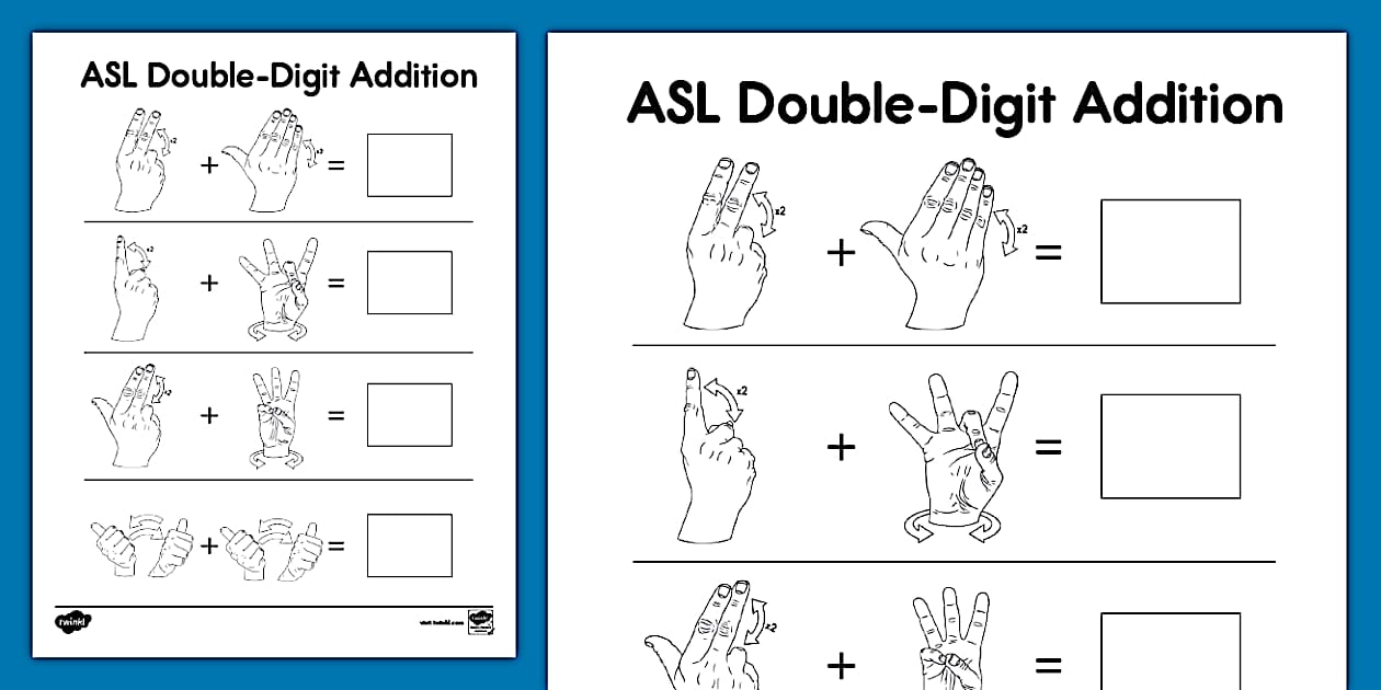 ASL Double-Digit Addition Activity Worksheet (teacher made)