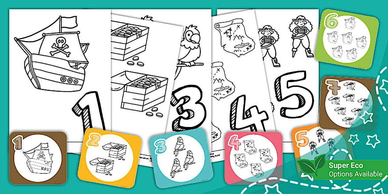 My First Pirate Counting Flashcards | Kindergarten - Twinkl