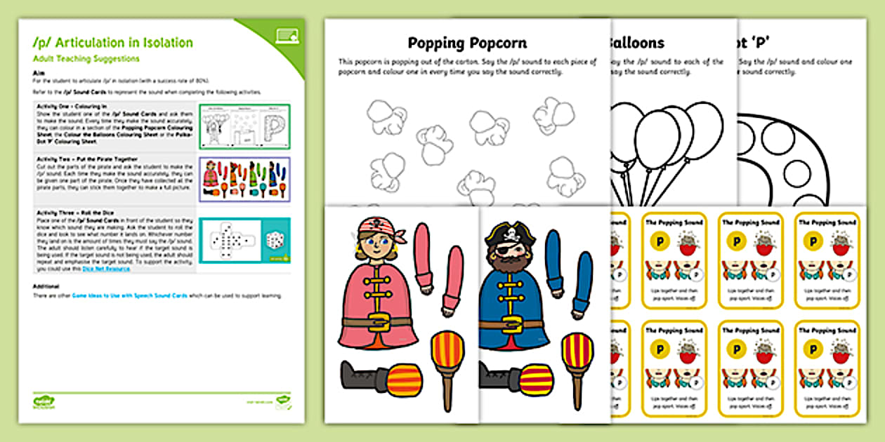 /p/ Articulation in Isolation Activity Pack (teacher made)