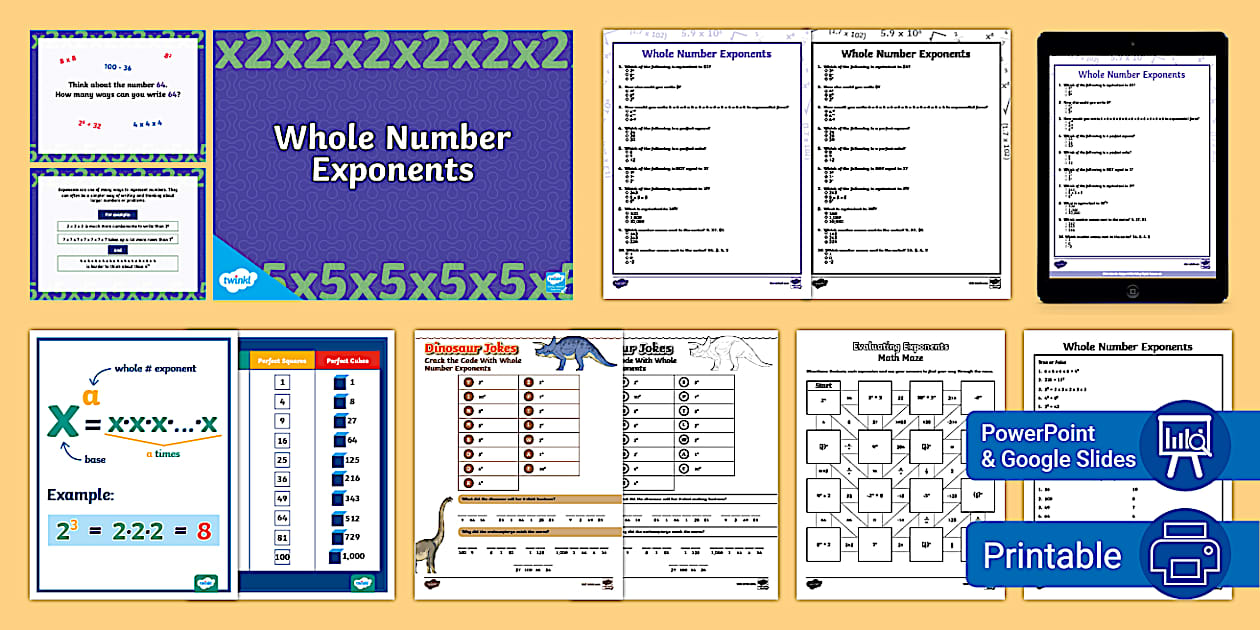 Sixth Grade Whole Number Exponents Lesson Pack - Twinkl