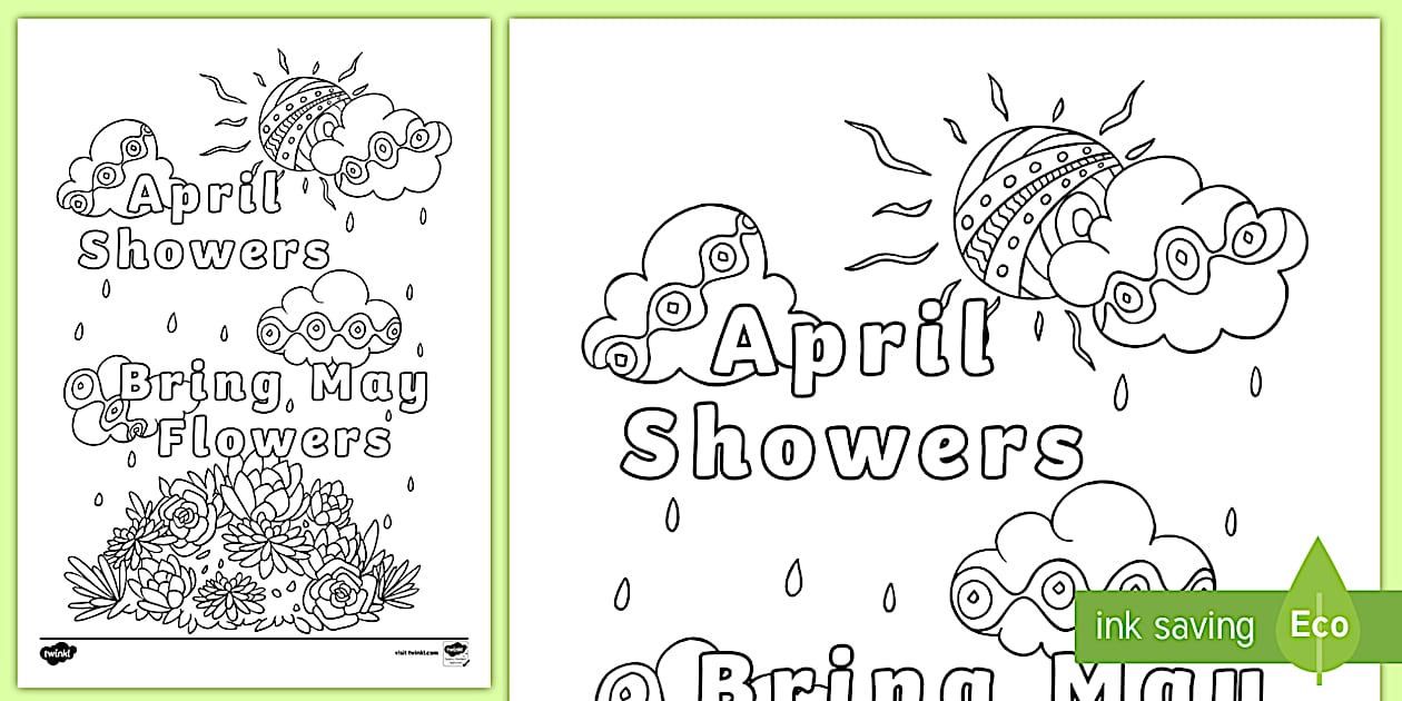 April Showers Bring May Flowers Mindfulness Colouring Page