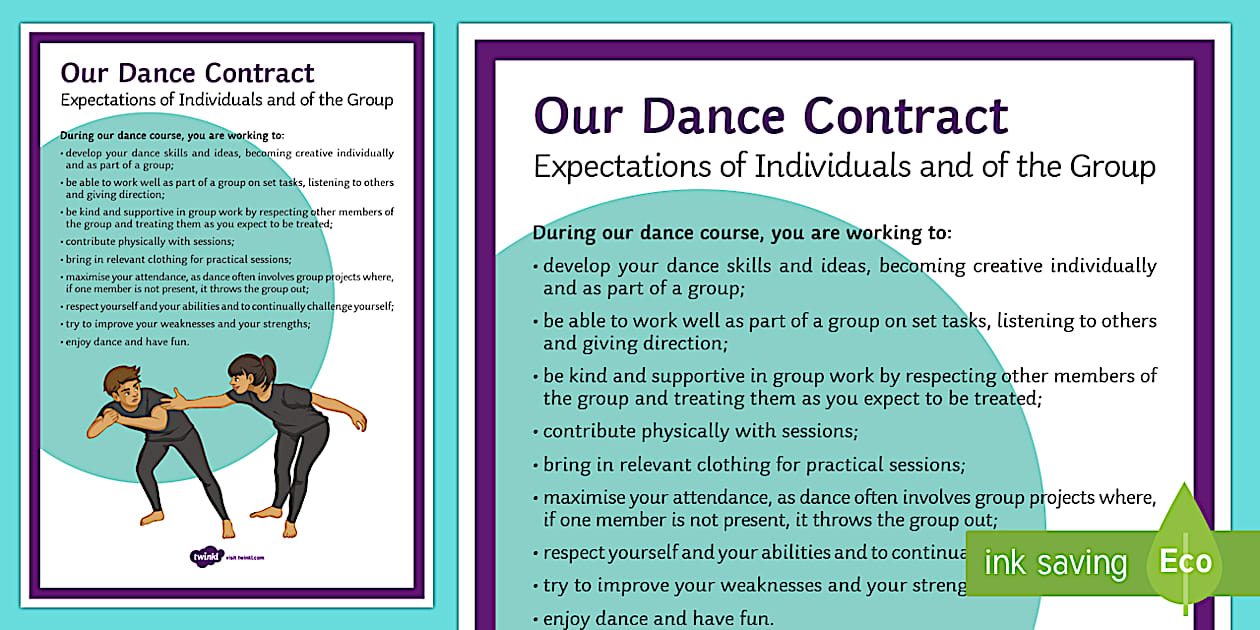 Contract for Dance Poster | Dancing Resources (Teacher-Made)