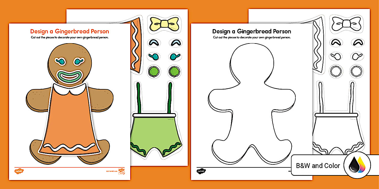 Gingerbread Cutting Skills Activity Worksheet (teacher made)