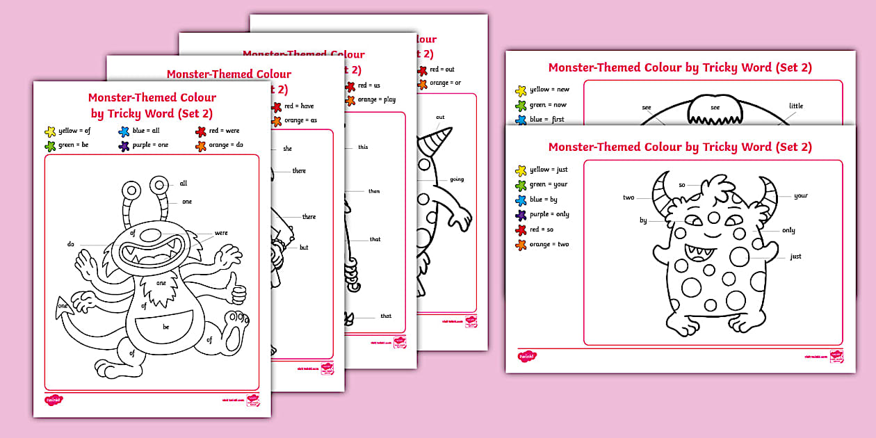 Monster-Themed Colour by Tricky Word (Set 2) Activity