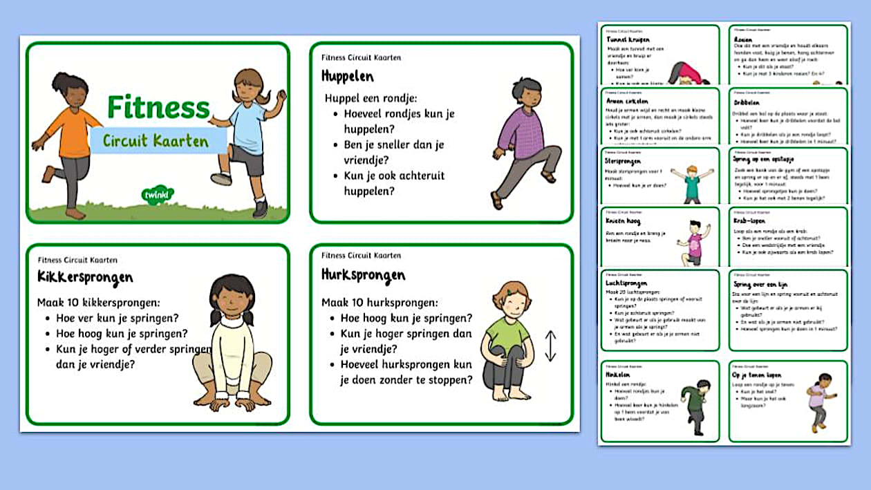 Fitness circuit kaarten | Circuituitdaging | Gym lesmateriaal