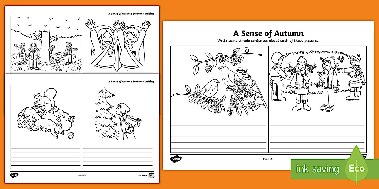 A Sense of Autumn Simple Sentence Writing Worksheet / Worksheet