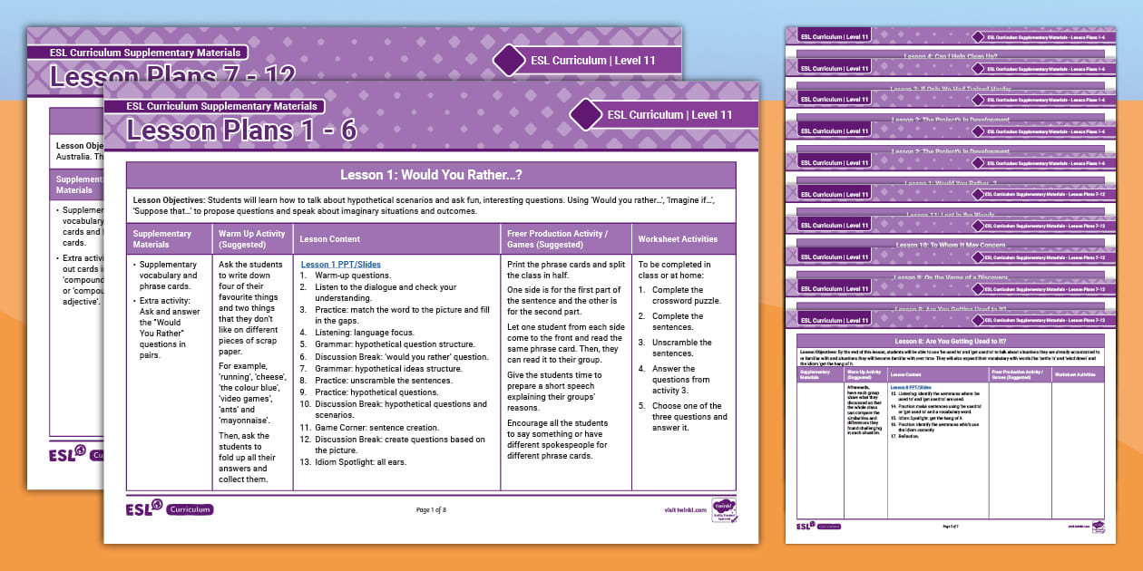 Twinkl's ESL Curriculum: Level 11 Lesson Plans - Twinkl