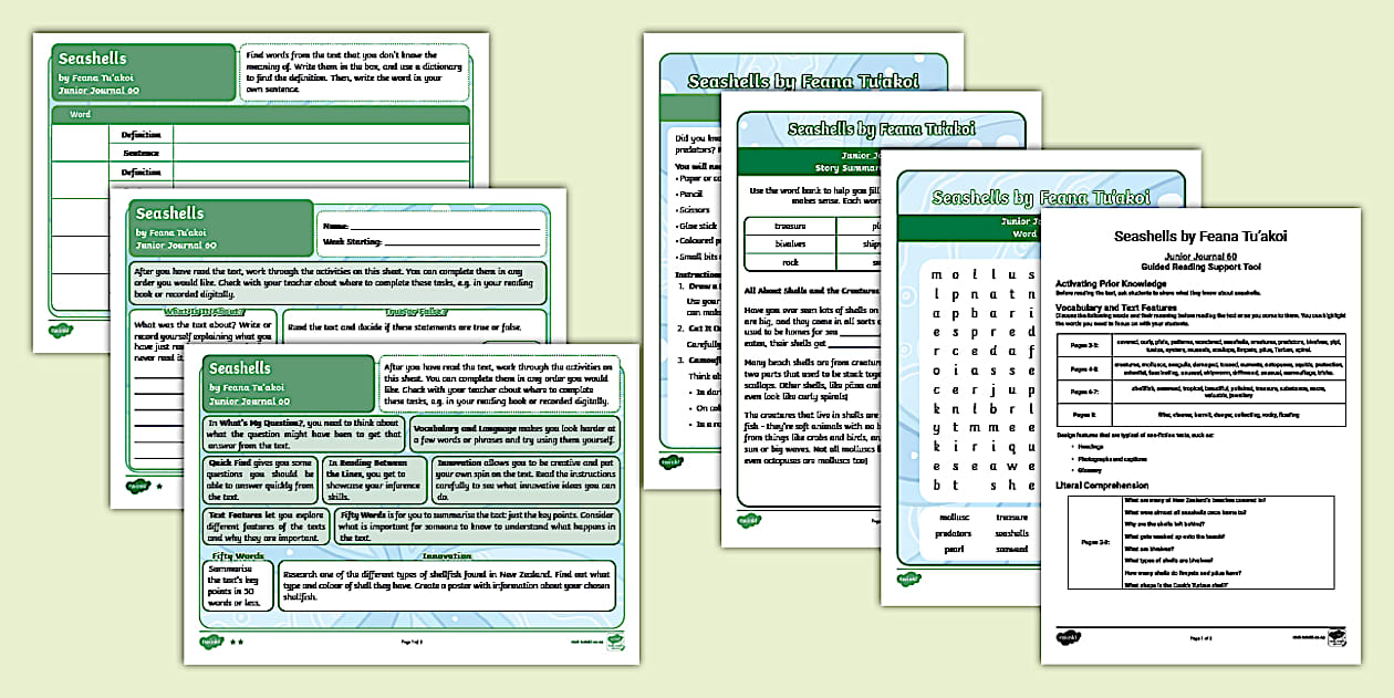 Junior Journal 60 January 2020: Seashells (Article Comprehension)
