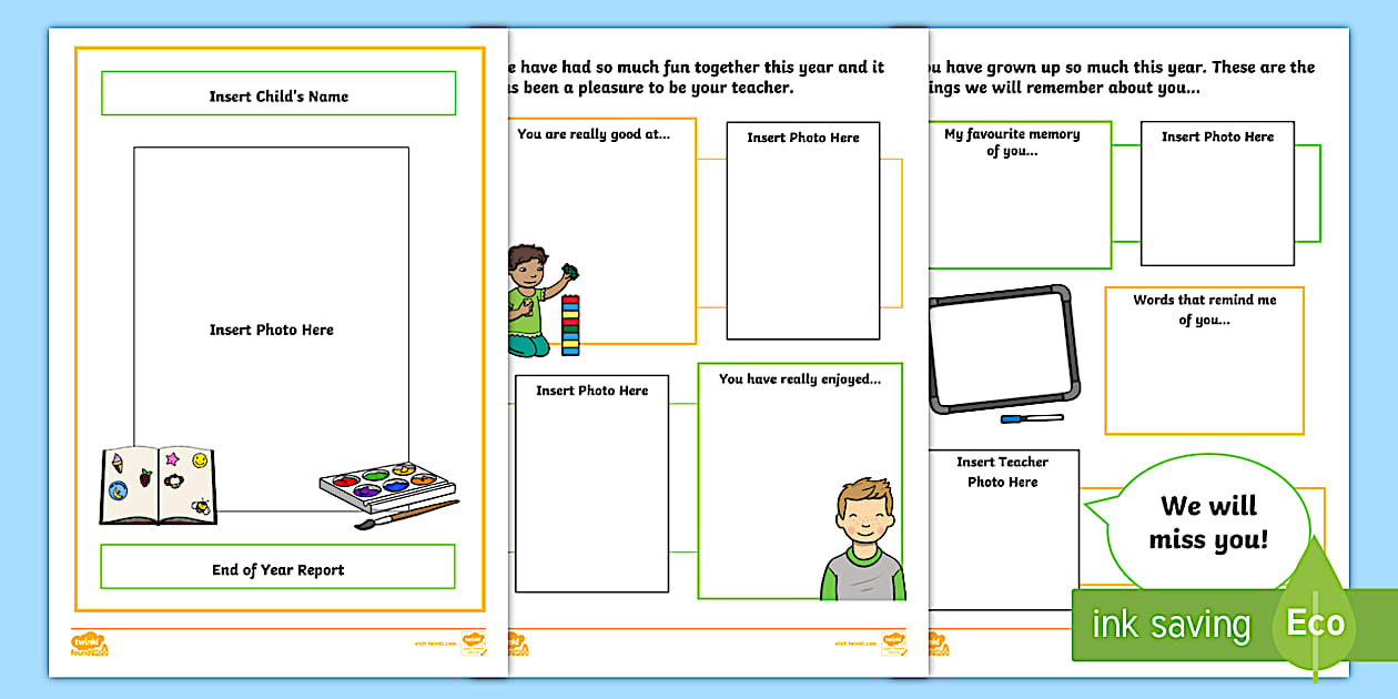Printable Sample Progress Report Card Preschool - Twinkl