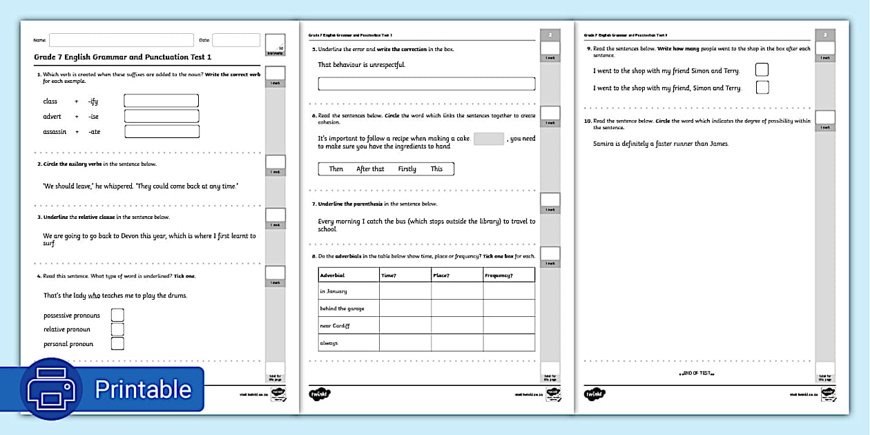 Printable English Grammar Exercises With Answers | PDF