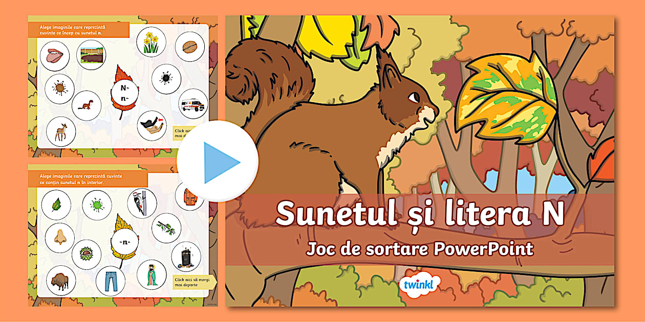 Sunetul și litera N – Joc de sortare