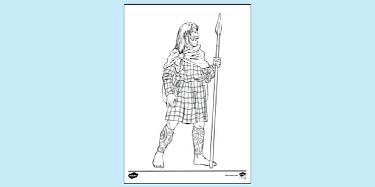 Pict Man with Spear Colouring Sheet | Colouring Sheets
