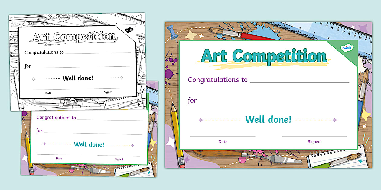 Art Competition Certificate (teacher made) - Twinkl