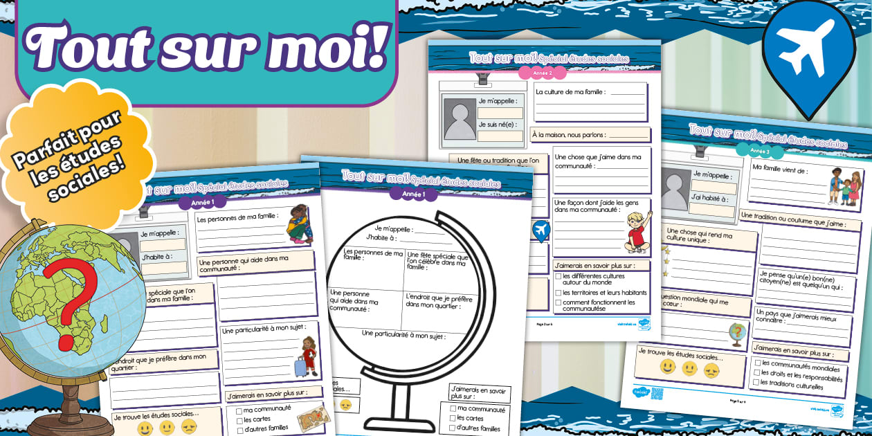 Fiches d'activités : Tout sur moi! - Spécial études sociales
