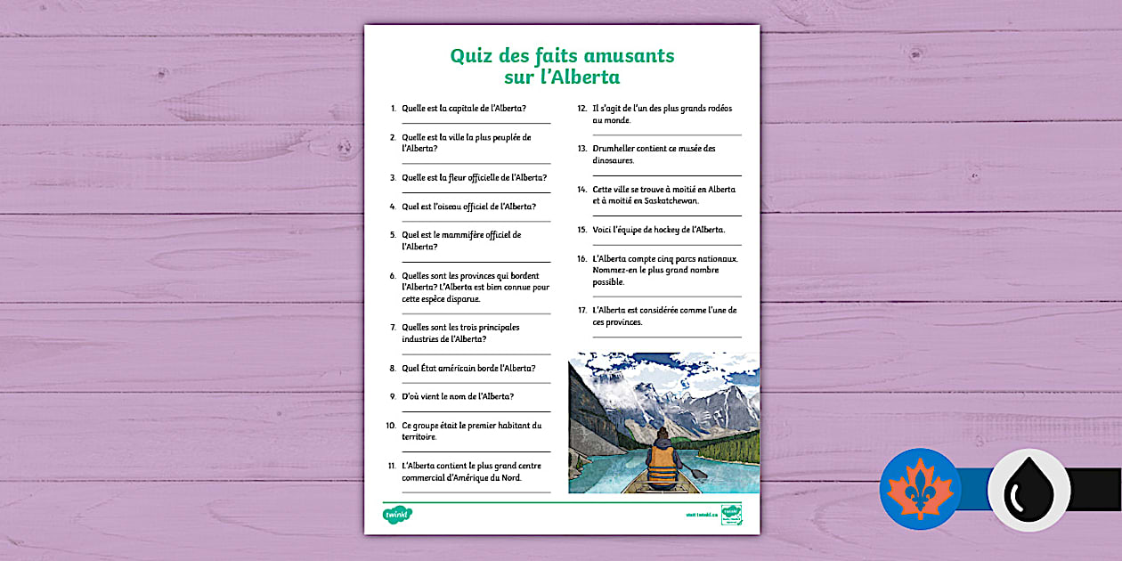 Alberta Fun Facts Quiz Intermediate French - Twinkl