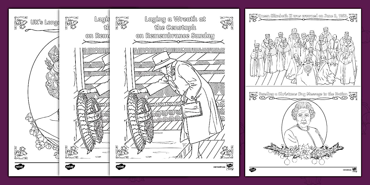 Remembering Queen Elizabeth II Coloring Pages (teacher made)