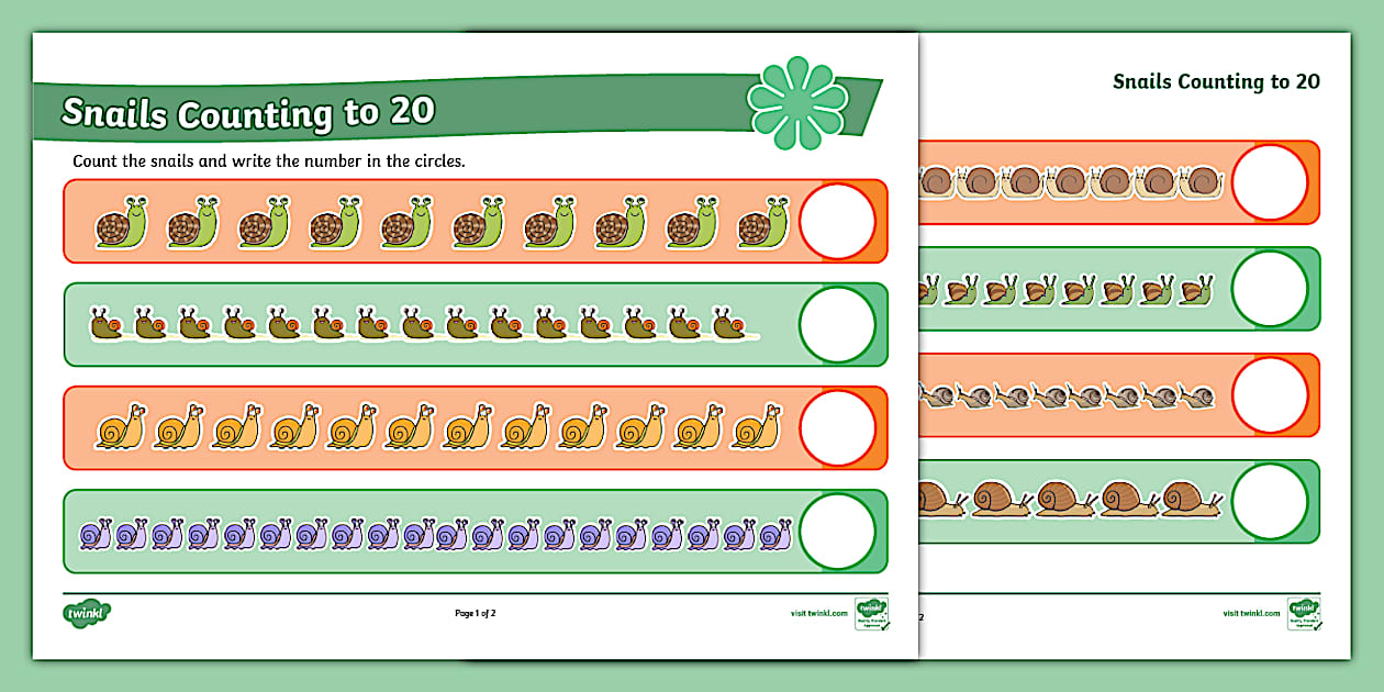 Snails Counting to 20 Activity - KS1 (teacher made) - Twinkl
